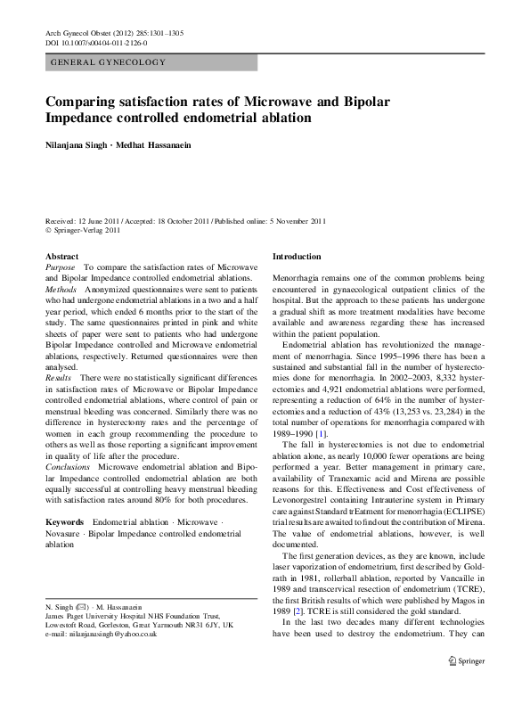 (PDF) Comparing satisfaction rates of Microwave and Bipolar Impedance ...