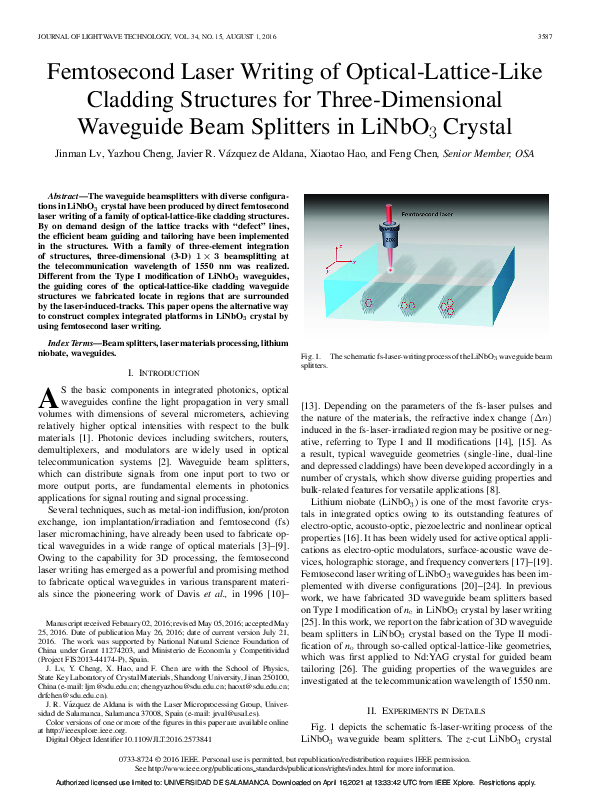 (PDF) Femtosecond Laser Writing of Optical-Lattice-Like Cladding ...
