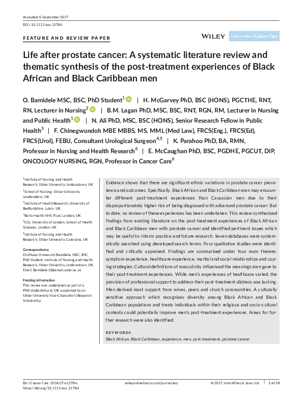 (PDF) Life after prostate cancer: A systematic literature review and ...