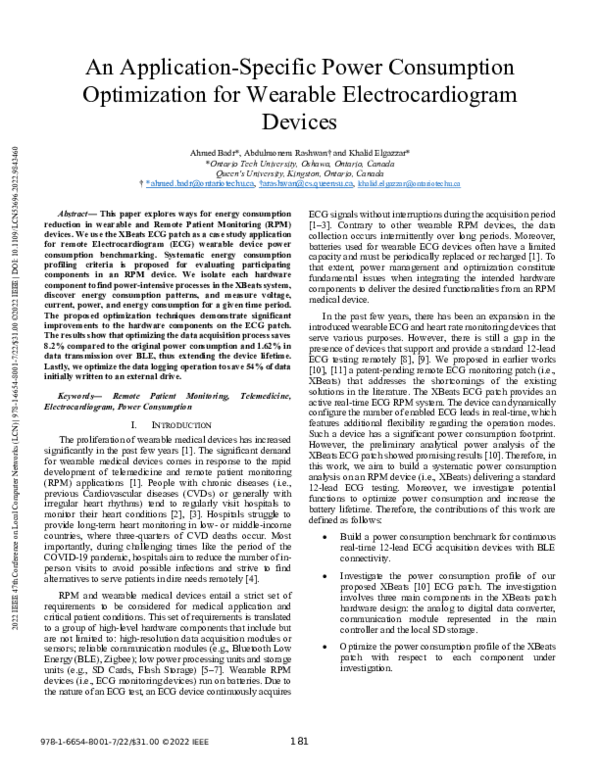 (PDF) An Application-Specific Power Consumption Optimization for Wearable Electrocardiogram Devices