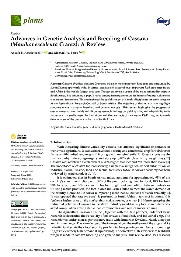 (PDF) Advances in Genetic Analysis and Breeding of Cassava (Manihot ...