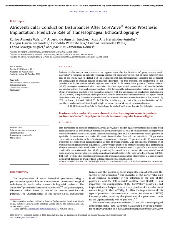 (PDF) Atrioventricular Conduction Disturbances After CoreValve® Aortic ...