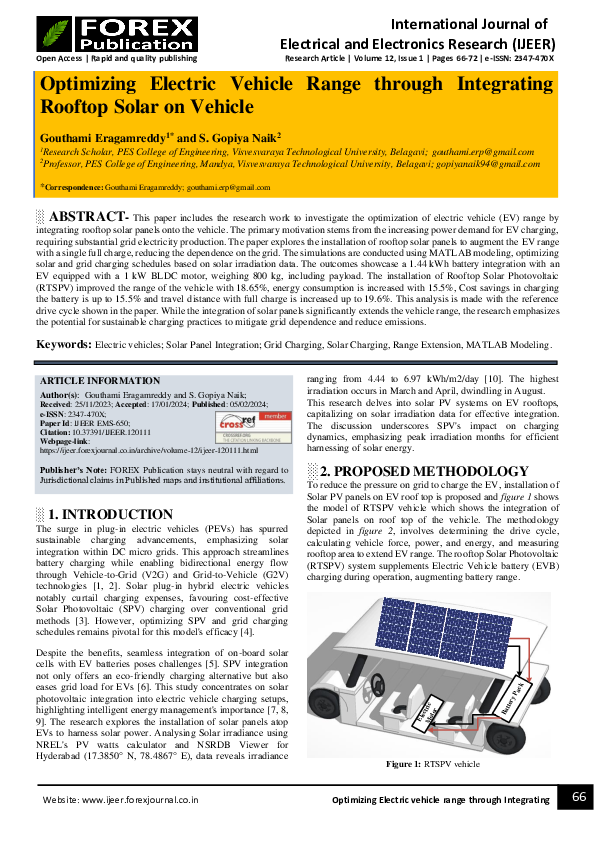 (PDF) Optimizing Electric Vehicle Range through Integrating Rooftop ...