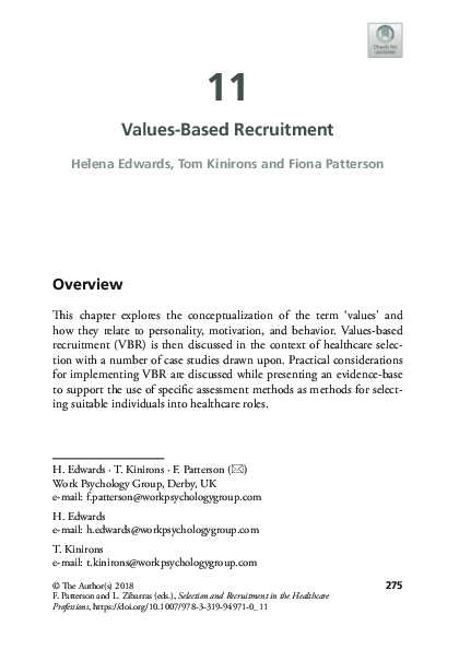 (PDF) Values-Based Recruitment