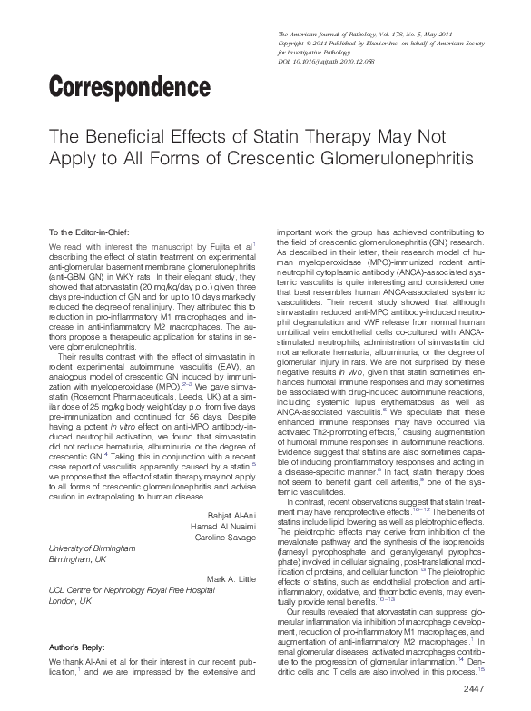 (PDF) The Beneficial Effects of Statin Therapy May Not Apply to All ...