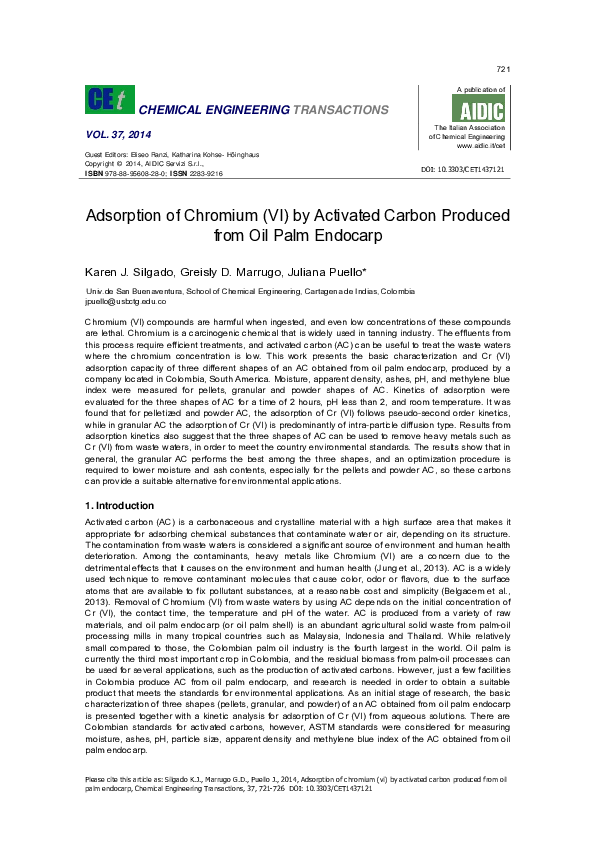 Pdf Cr Vi Adsorption By Oil Palm Ac Variants