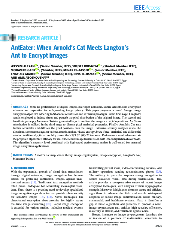 (PDF) Image Encryption Using Langton's Ant and Arnold's Cat Map