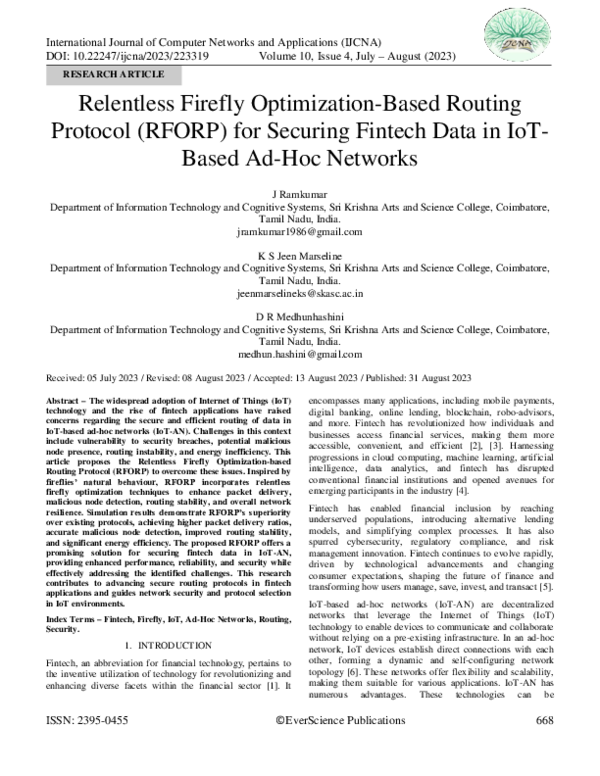 (PDF) Relentless Firefly Optimization-Based Routing Protocol (RFORP) for Securing Fintech Data ...