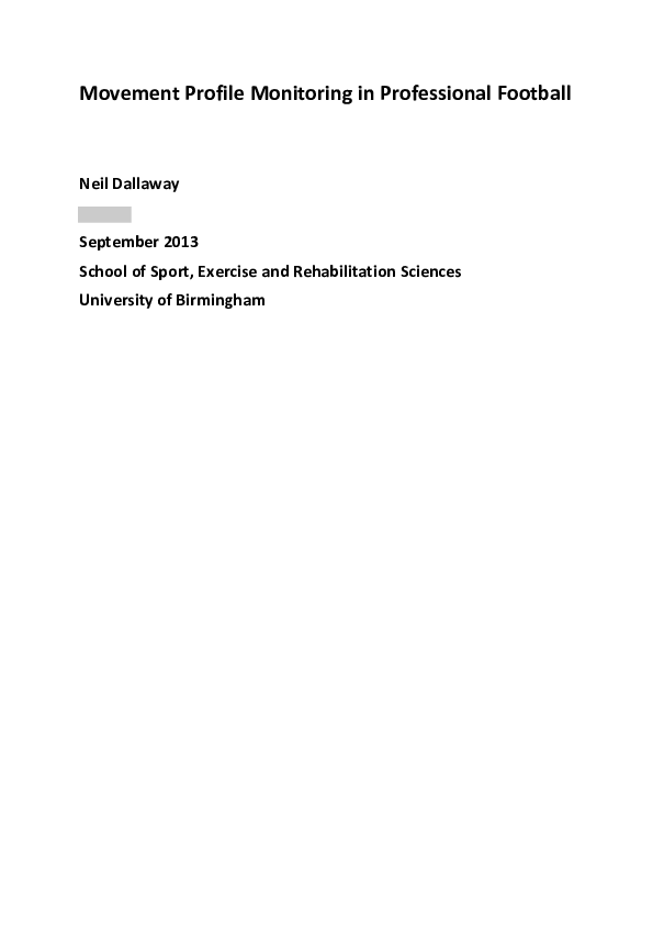 (PDF) Movement profile monitoring in professional football