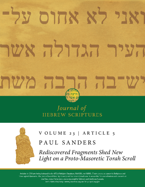 (PDF) Rediscovered Fragments Shed New Light on a Proto-Masoretic Torah ...