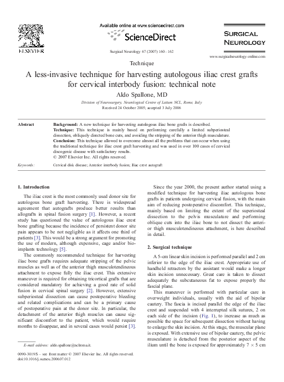 (PDF) Minimally Invasive Iliac Crest Graft Harvesting
