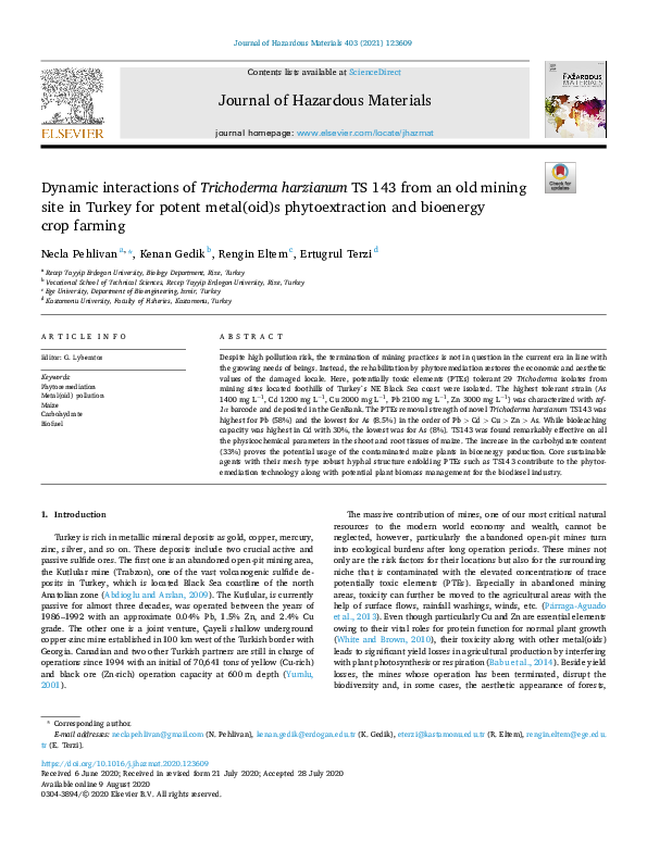 (PDF) Trichoderma harzianum TS143 for Phytoextraction