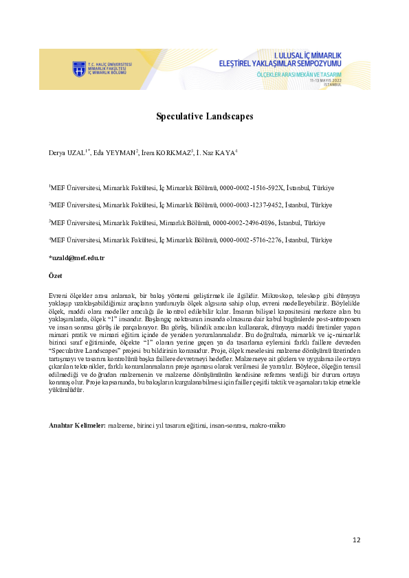 (PDF) Speculative Landscapes