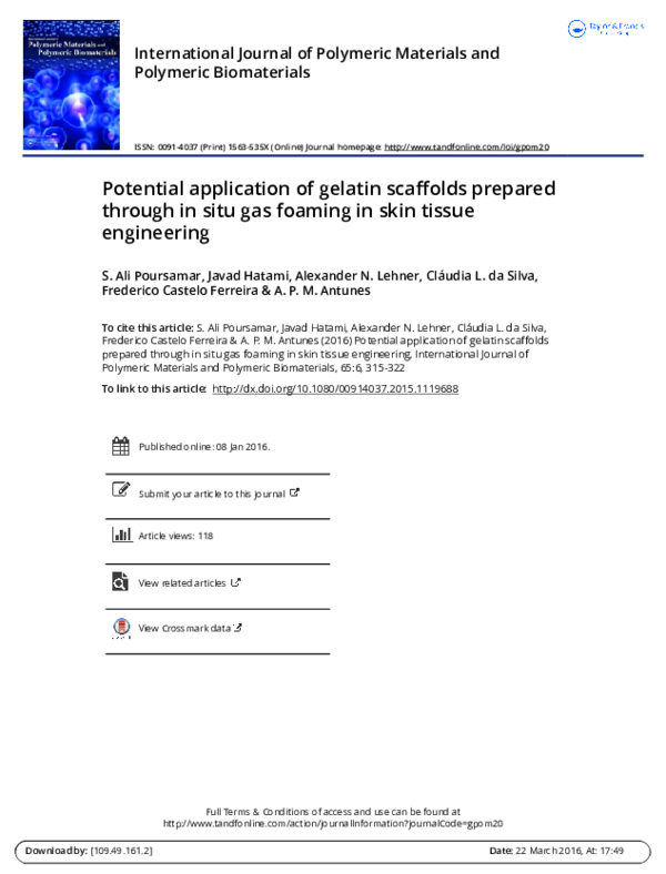 (PDF) Potential application of gelatin scaffolds prepared throughin situgas foaming in skin ...
