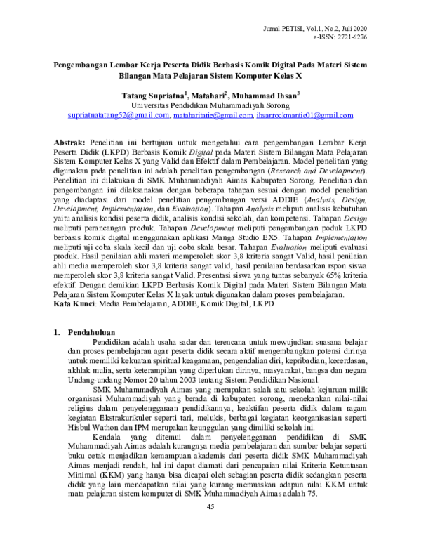 (PDF) Pengembangan Lembar Kerja Peserta Didik Berbasis Komik Digital Pada Materi Sistem Bilangan ...