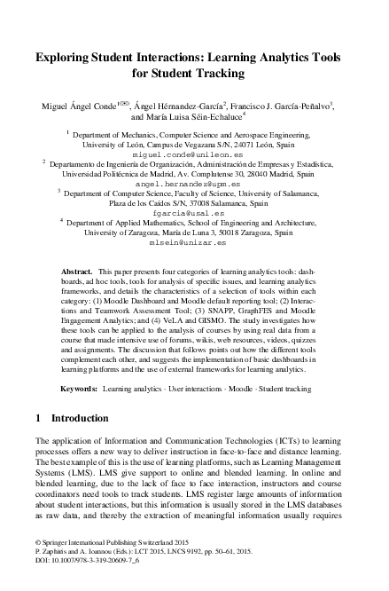 (PDF) Exploring Student Interactions: Learning Analytics Tools for ...