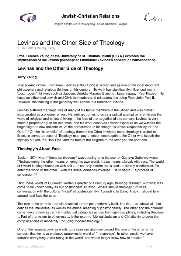 (PDF) Levinas and the Other