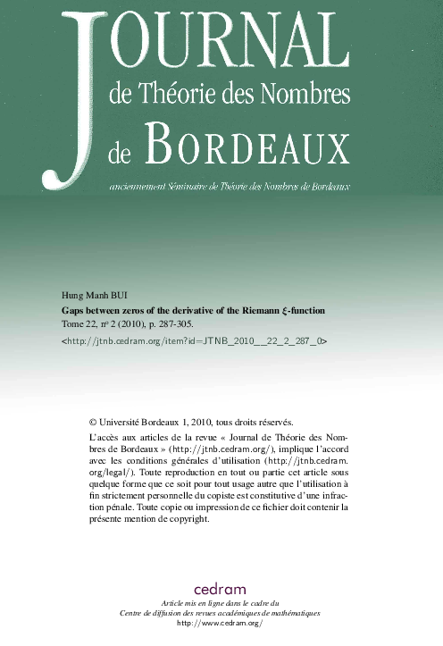 (PDF) Gaps between zeros of the derivative of the Riemann \xi -function