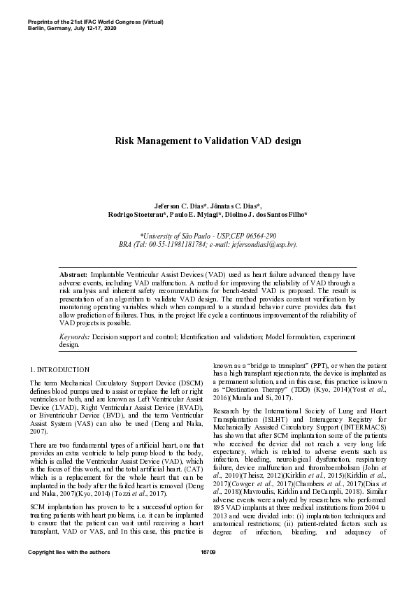 (PDF) Risk Management to Validation VAD design