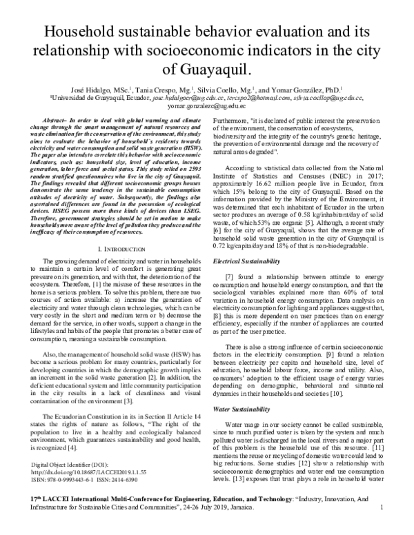 (PDF) Household sustainable behavior evaluation and its relationship ...