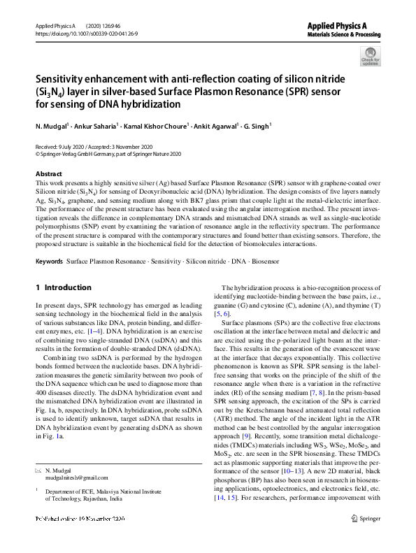 (PDF) Sensitivity enhancement with anti-reflection coating of silicon ...