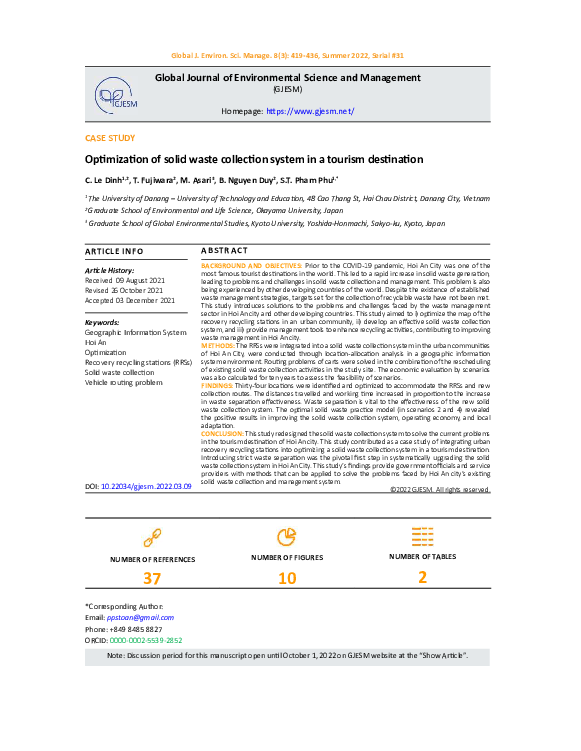 (PDF) Optimization of solid waste collection system in a tourism ...