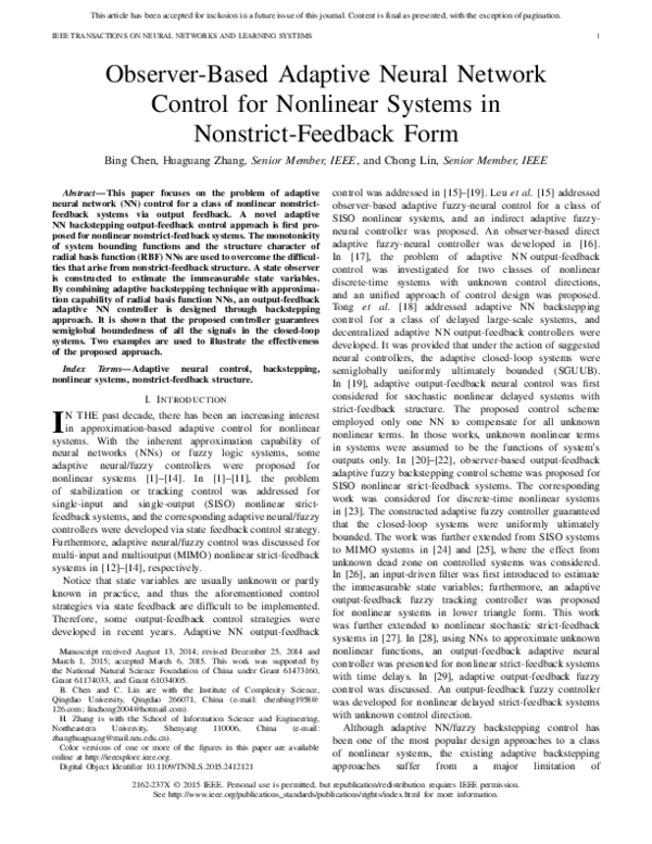 (PDF) Observer-based adaptive neural network control for a class of remotely operated vehicles