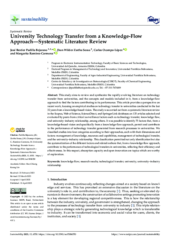 (PDF) University Technology Transfer from a Knowledge-Flow Approach ...