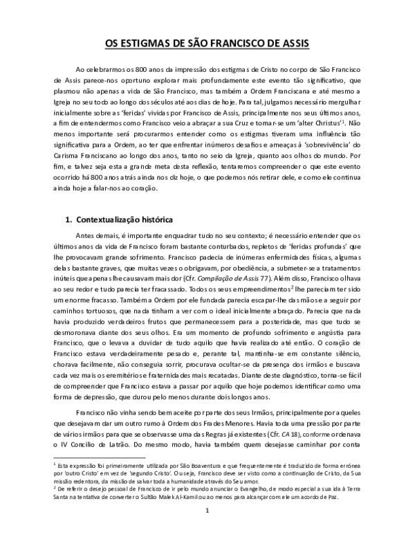 (PDF) OS ESTIGMAS DE SÃO FRANCISCO DE ASSIS - 800 ANOS