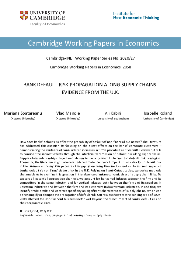 (PDF) Bank Default Risk Propagation along Supply Chains: Evidence from ...