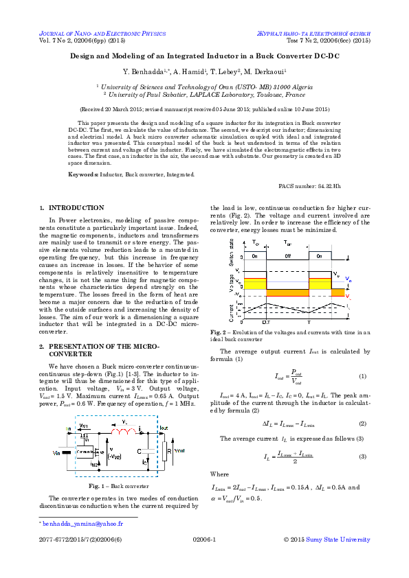 (PDF) Design and Modeling of an Integrated Inductor in a Buck Converter ...