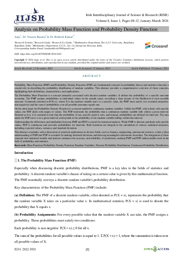 (PDF) Analysis on Probability Mass Function and Probability Density ...