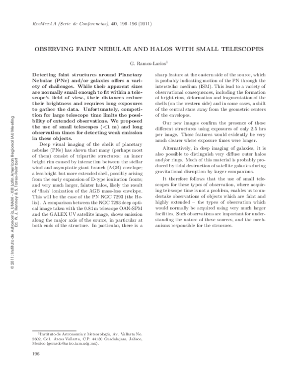 (PDF) Observing faint nebulae and halos with small telescopes