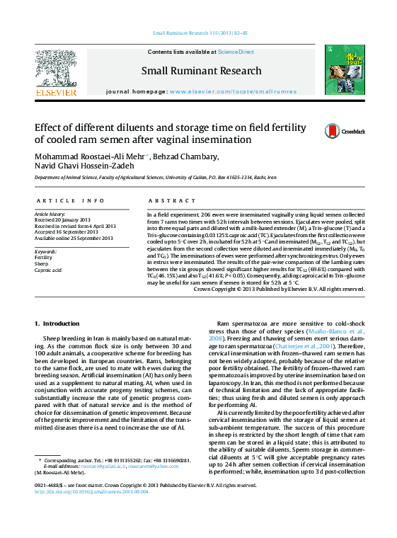 (PDF) Effect of different diluents and storage time on field fertility ...