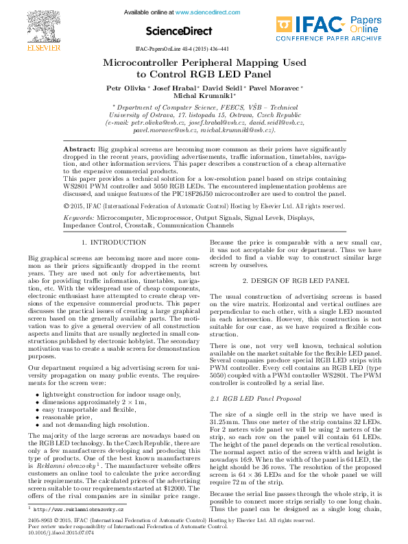 (PDF) Microcontroller Peripheral Mapping Used to Control RGB LED Panel