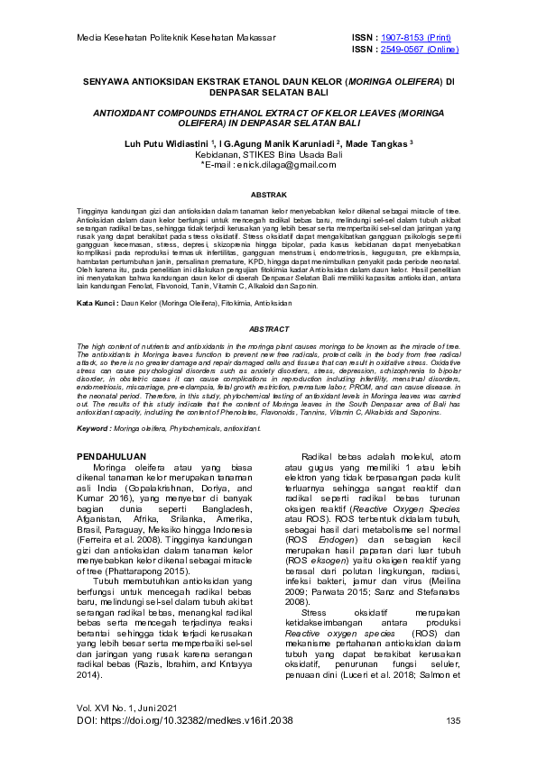 (PDF) Senyawa Antioksidan Ekstrak Etanol Daun Kelor (Moringa Oleifera ...
