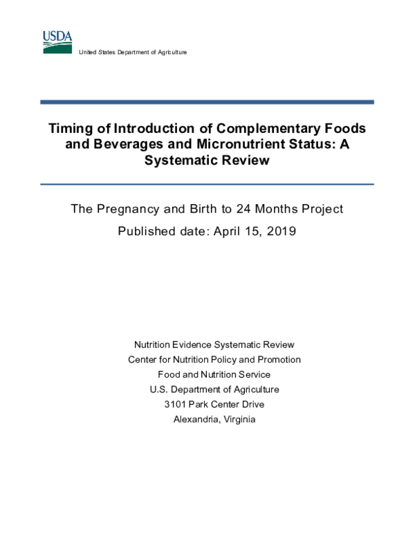 (PDF) Timing of Introduction of Complementary Foods and Beverages and ...