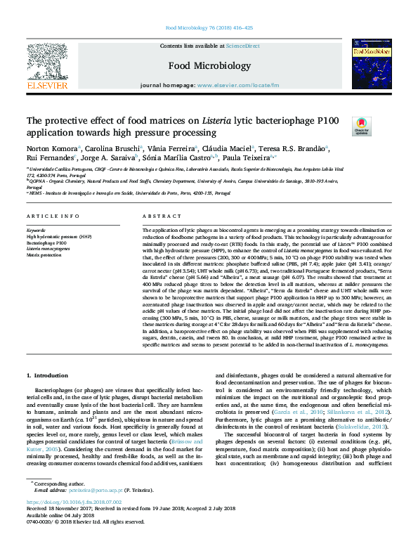 (PDF) The protective effect of food matrices on Listeria lytic ...