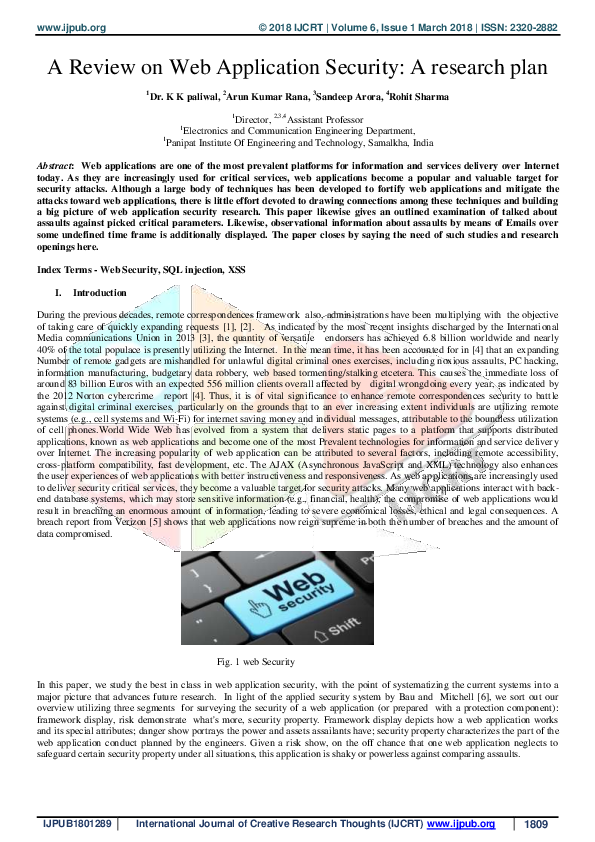 (PDF) A Review on Web Application Security: A Research Plan