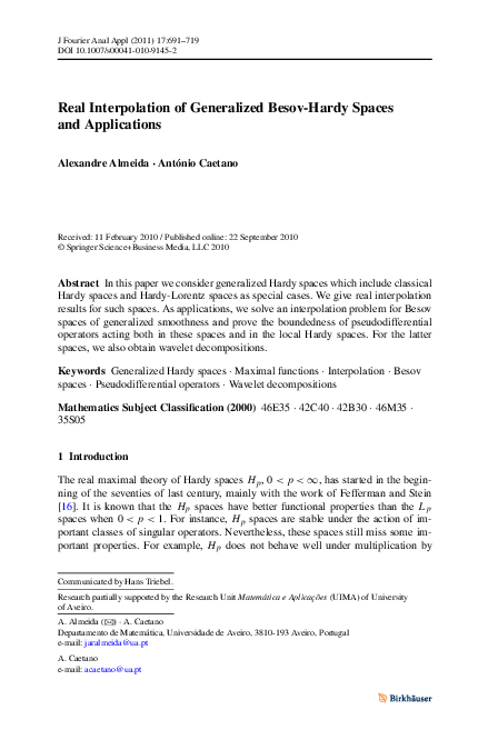 (PDF) Real Interpolation of Generalized Besov-Hardy Spaces and Applications