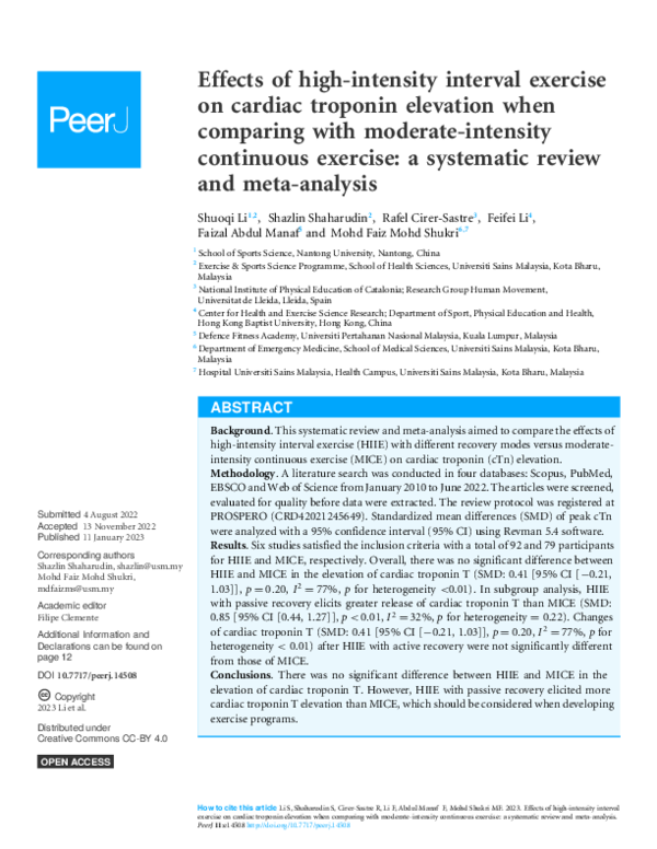 (PDF) Effects of high-intensity interval exercise on cardiac troponin elevation when comparing ...