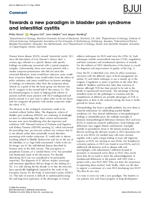 (PDF) Towards a new paradigm in bladder pain syndrome and interstitial ...
