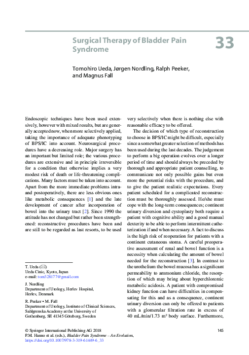 (PDF) Surgical Therapy of Bladder Pain Syndrome