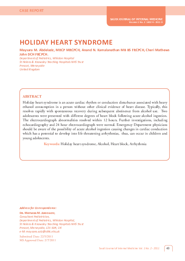 (PDF) Holiday Heart Syndrome