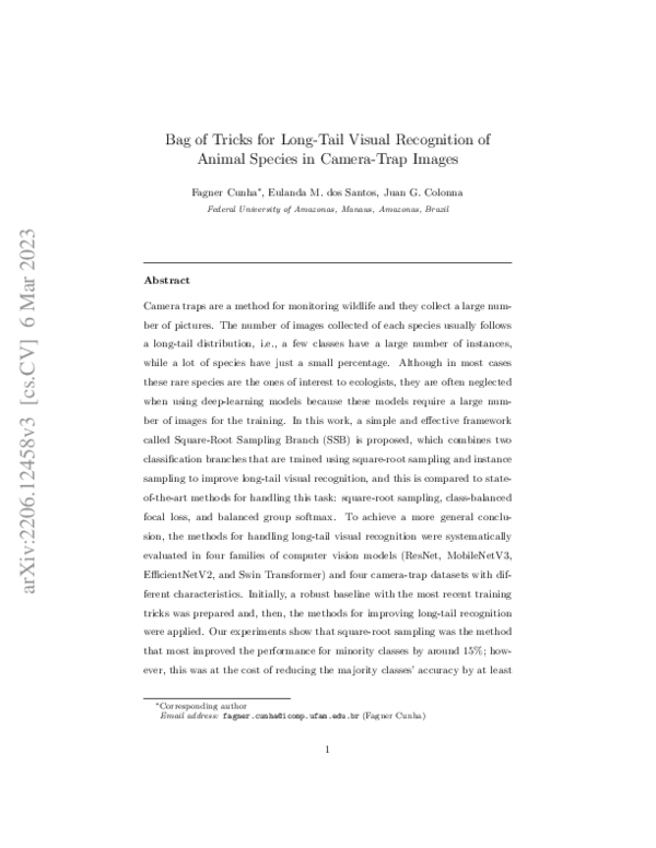 (PDF) Bag of tricks for long-tail visual recognition of animal species in camera-trap images
