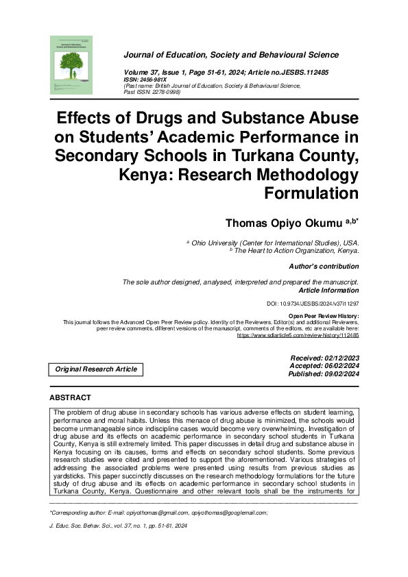 (PDF) Effects of Drugs and Substance Abuse on Students' Academic ...