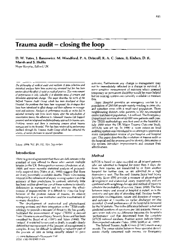 (PDF) Trauma audit — closing the loop