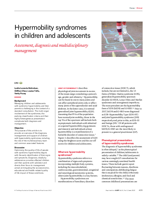 (PDF) Hypermobility syndromes in children and adolescents: Assessment ...