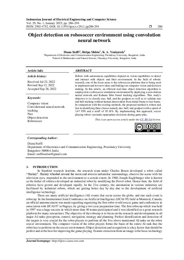 (PDF) Object detection on robosoccer environment using convolution neural network