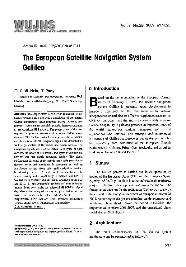 (PDF) The european satellite navigation system Galileo